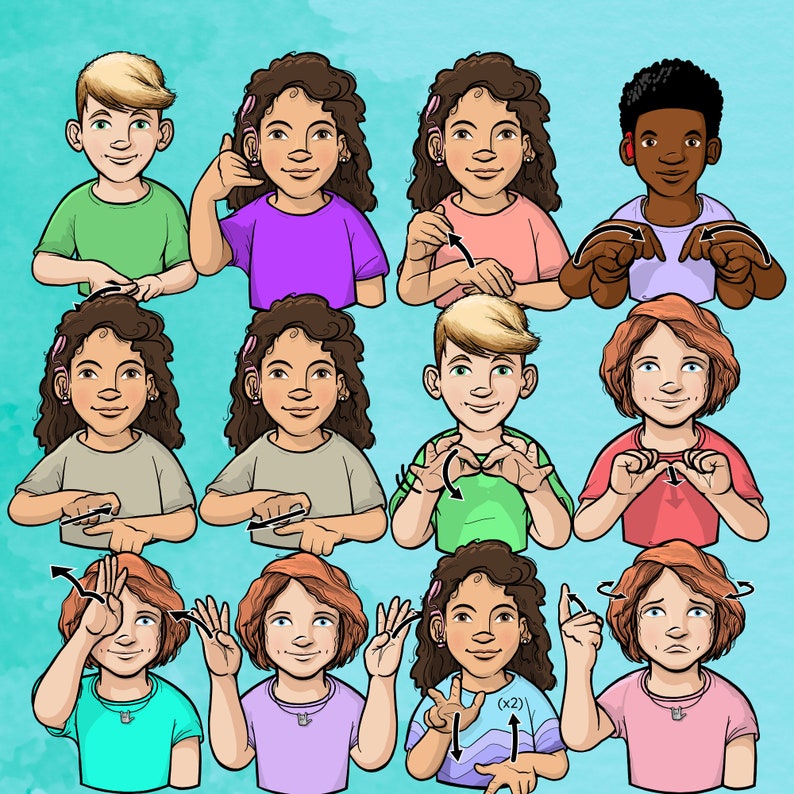 American Sign Language ASL Educational Clip Art Verbs - Etsy