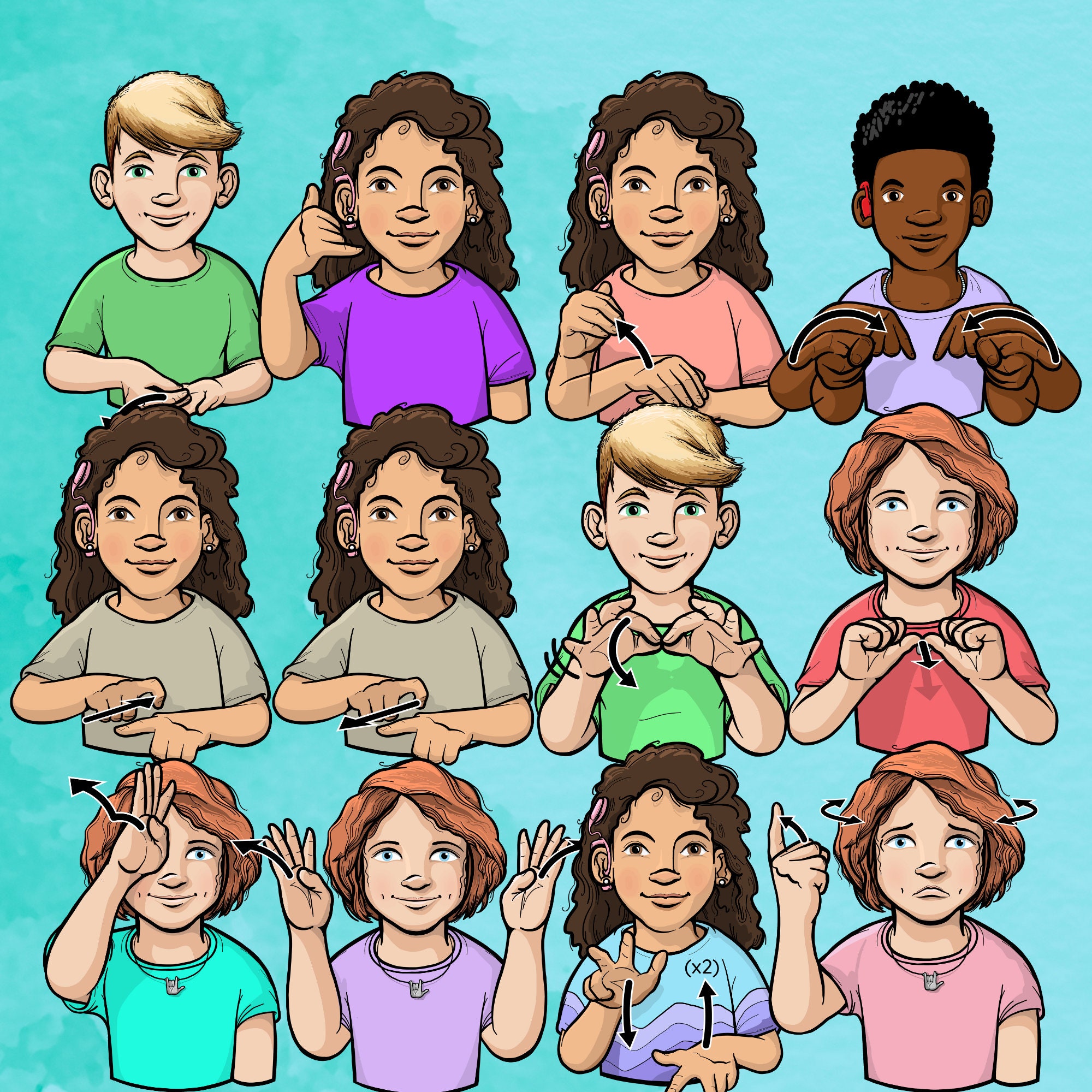 American Sign Language ASL Educational Clip Art Verbs - Etsy