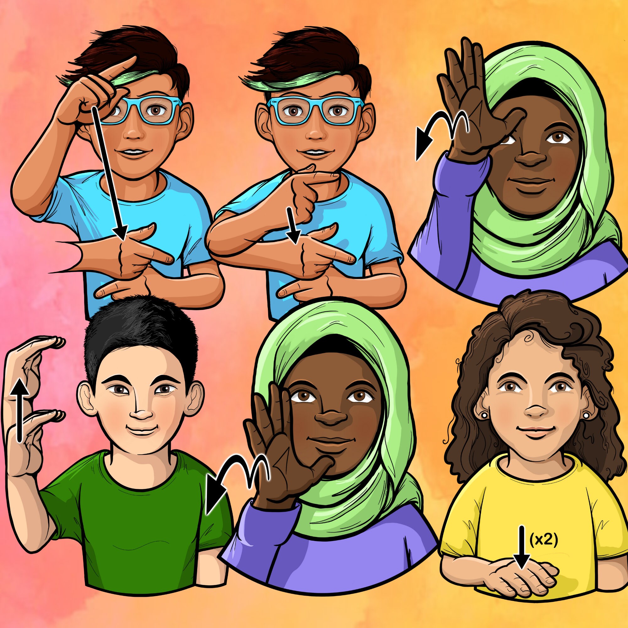 American Sign Language ASL Educational Clip Art Families - Etsy Canada