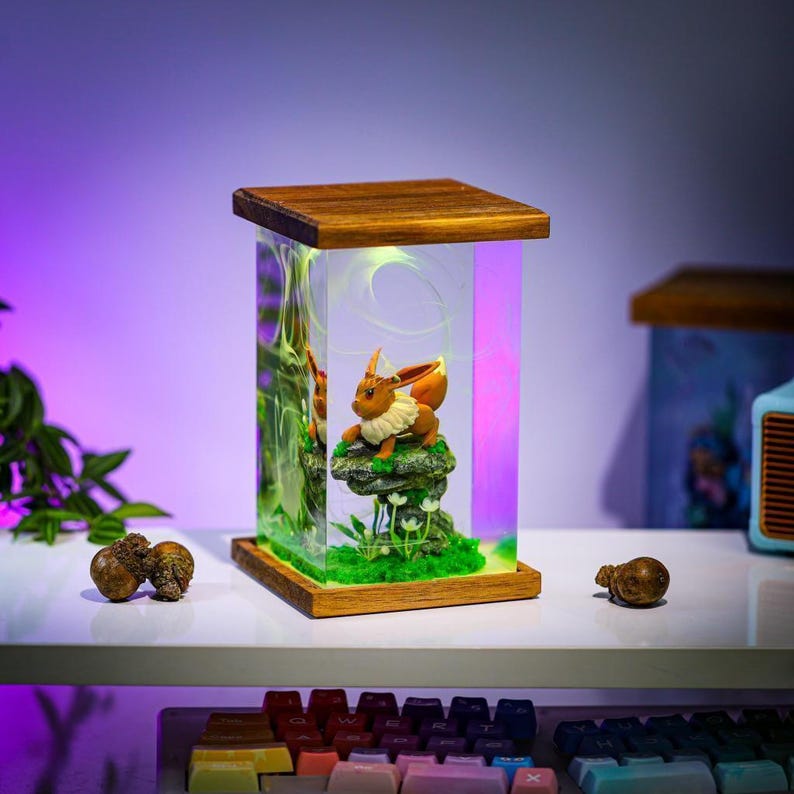 Cute Eevee Pokemon Lamp, Normal Type Pokemon Art Night Light, Unique ...