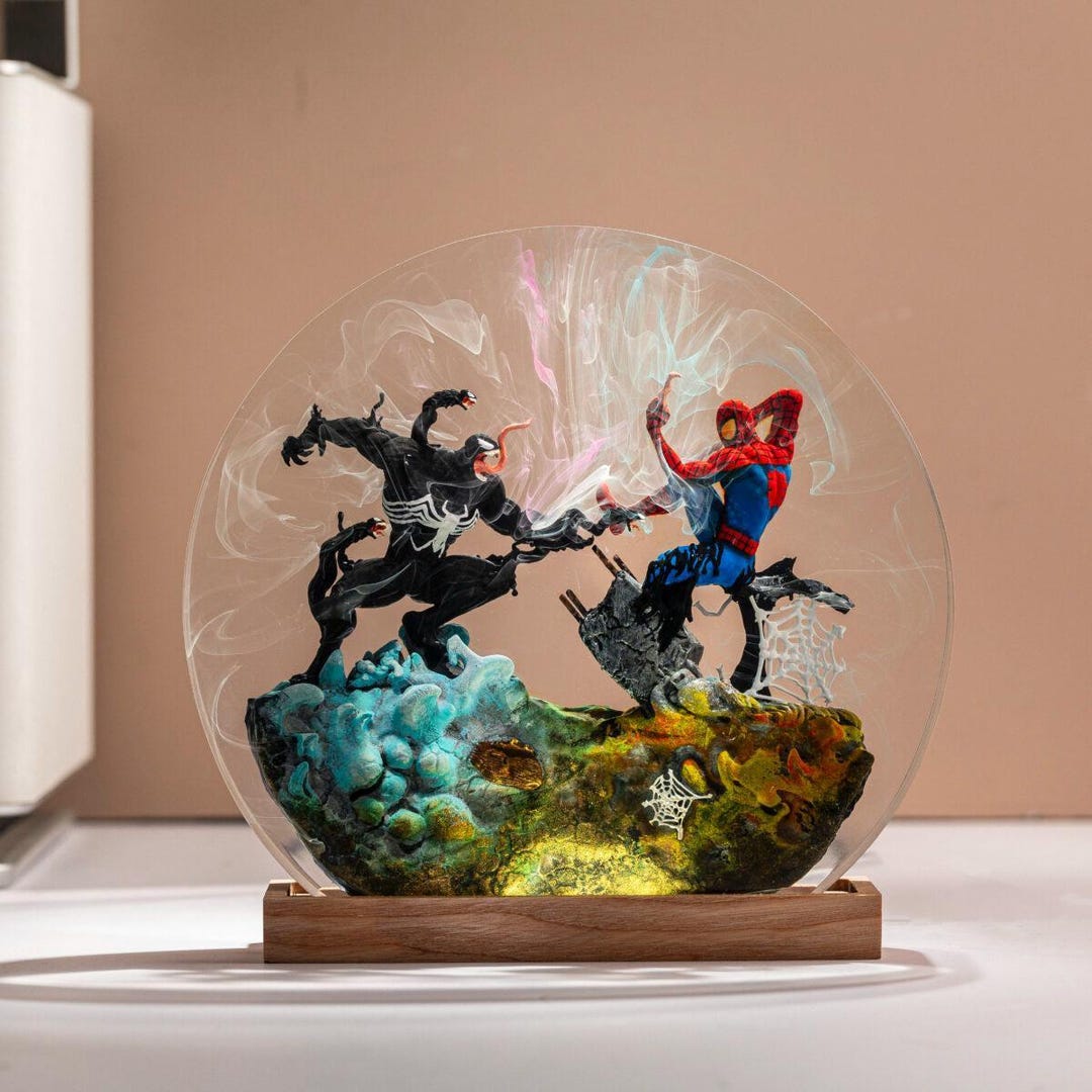 Spider Man-venom Resin Night Light Handmade Resin Lamp, LED Anime Night ...