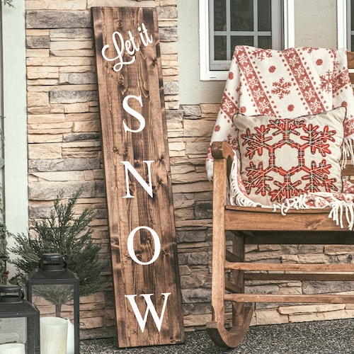 Let It Snow Sign Christmas Welcome Sign Winter Porch Decor - Etsy