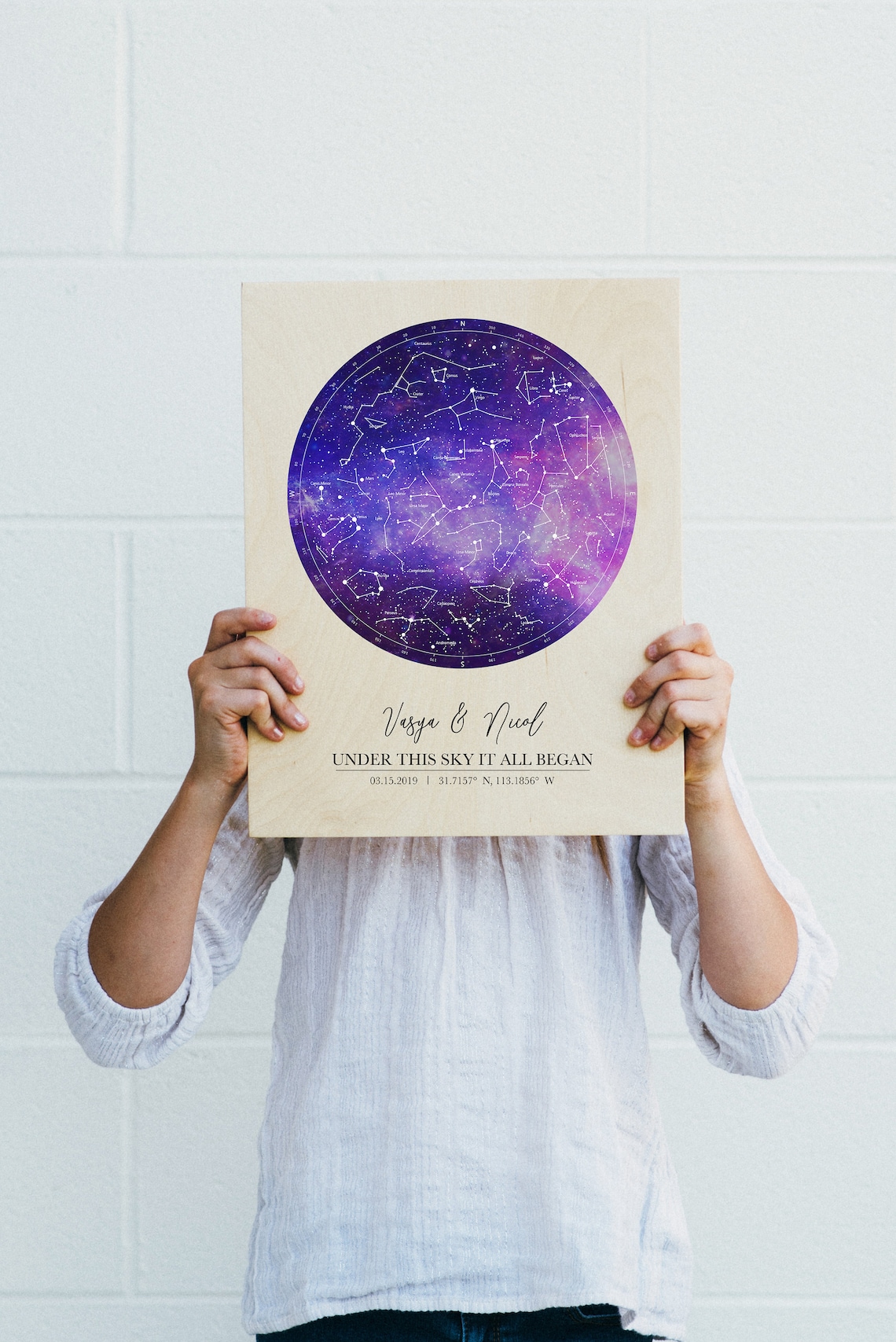 Star Map on Wood Personalized Constellation Map Custom - Etsy