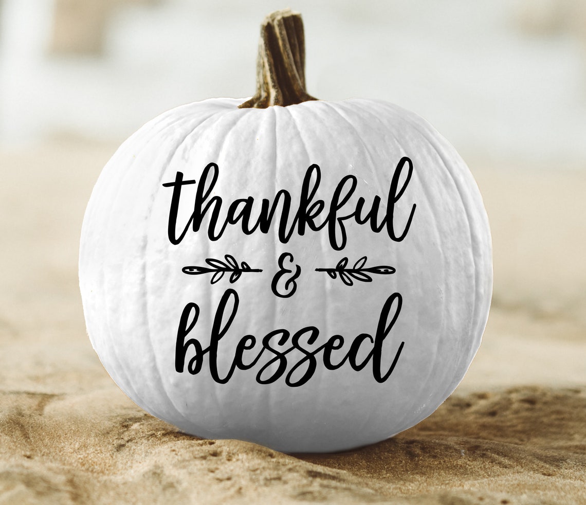 Thankful & Blessed Fall Pumpkin Vinyl Decal Pumpkin Decor - Etsy