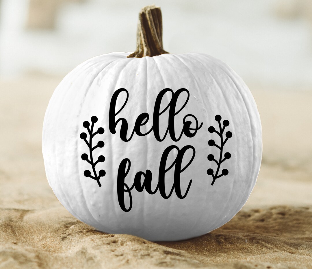 Hello Fall Pumpkin Vinyl Decal, Pumpkin Decor - Halloween Fall Porch ...