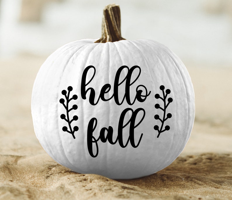 Hello Fall Pumpkin Vinyl Decal Pumpkin Decor Halloween Fall - Etsy