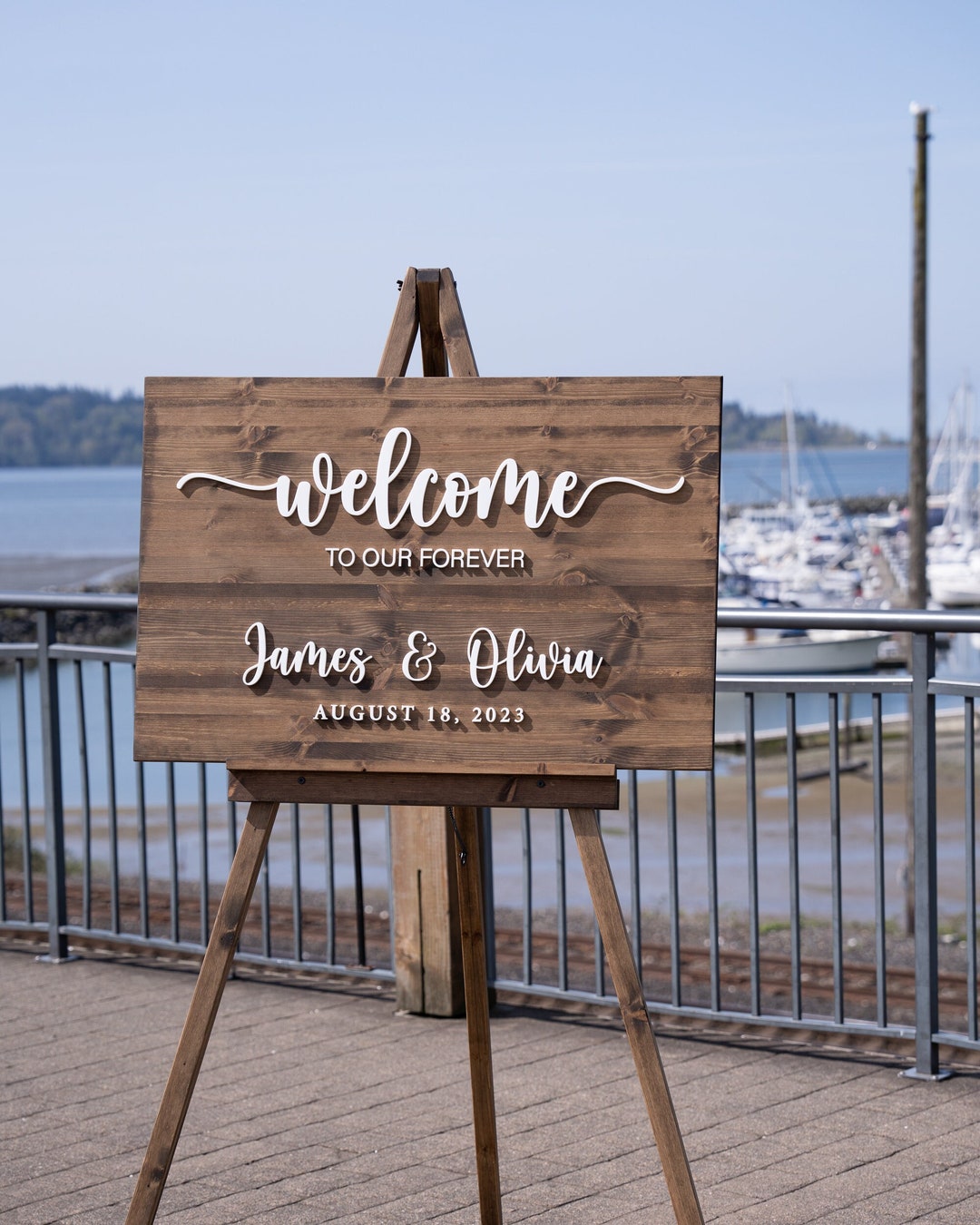Wedding Welcome Sign - Personalized Wedding Welcome Sign - Wood 3D Sign ...