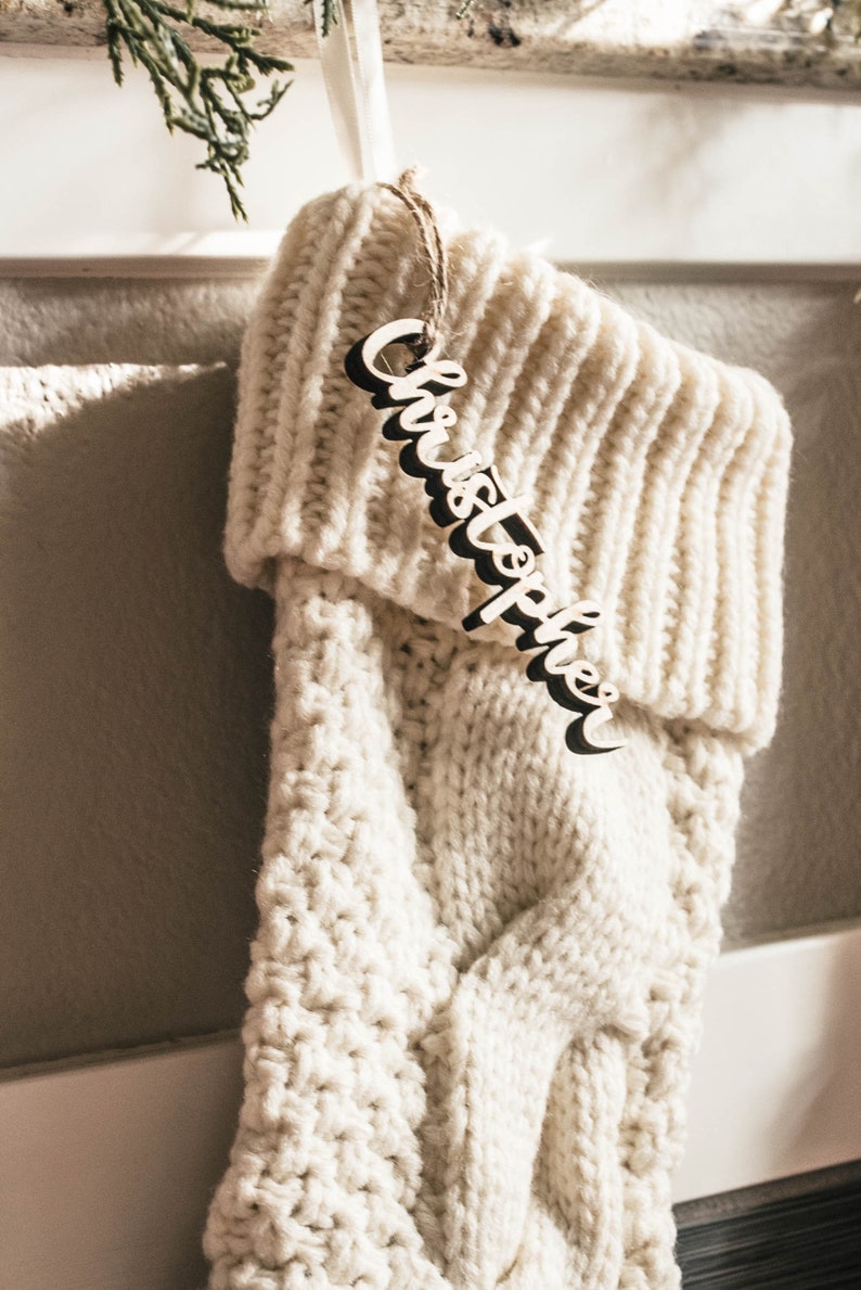 Personalized Christmas Stocking Tags Christmas Gift Tag Knit - Etsy