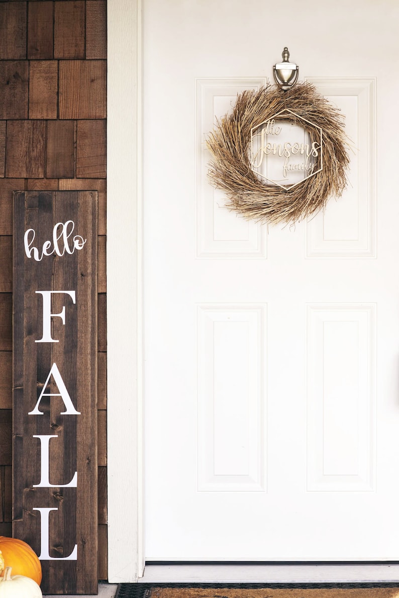 Last Name Sign Family Wood Sign Door Hanger Fall Door - Etsy