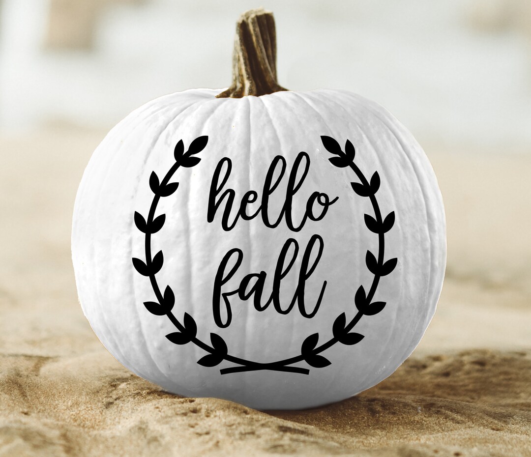 Hello Fall Pumpkin Vinyl Decal, Pumpkin Decor - Halloween Fall Porch ...