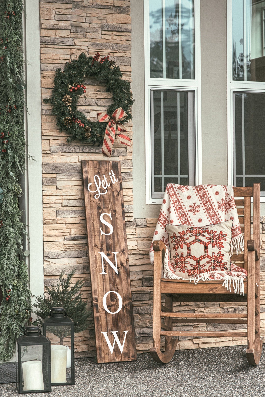 Let It Snow Sign - Christmas Welcome Sign - Winter Porch Decor ...