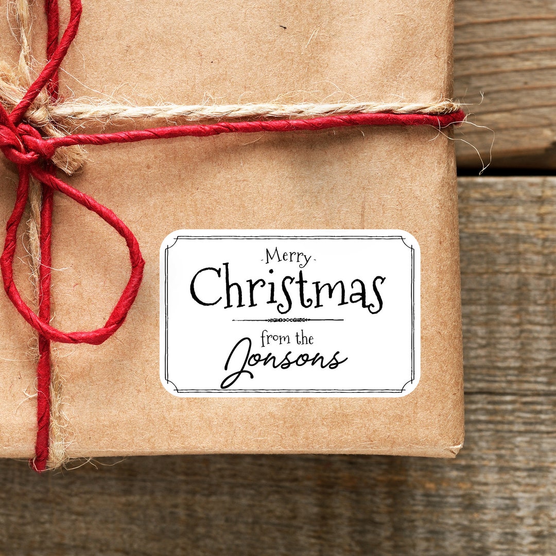 Rectangle Christmas Stickers - Personalized Gift Label - Merry ...