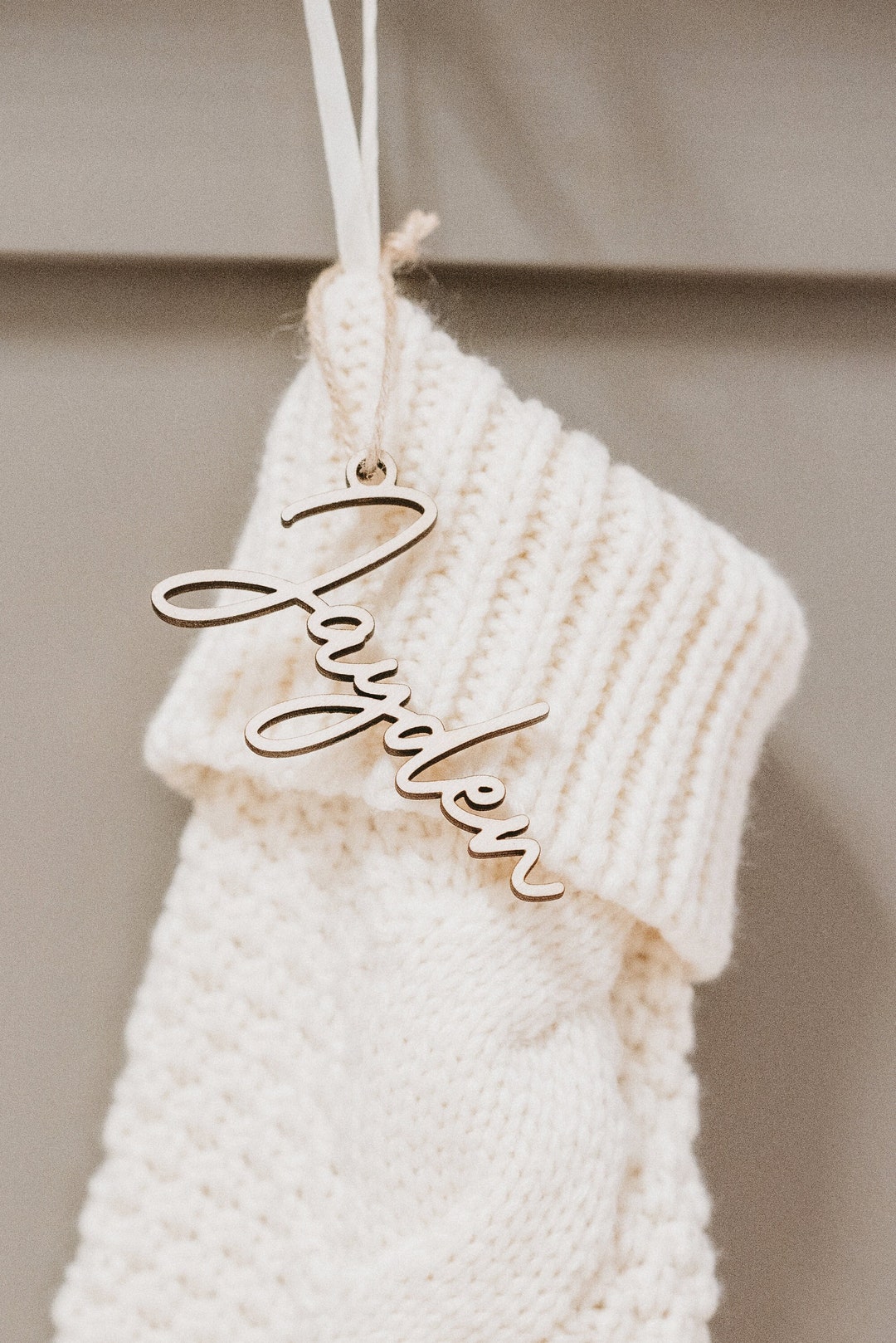 Personalized Stocking Tags - Wooden Name Tag - Knit Stocking ...