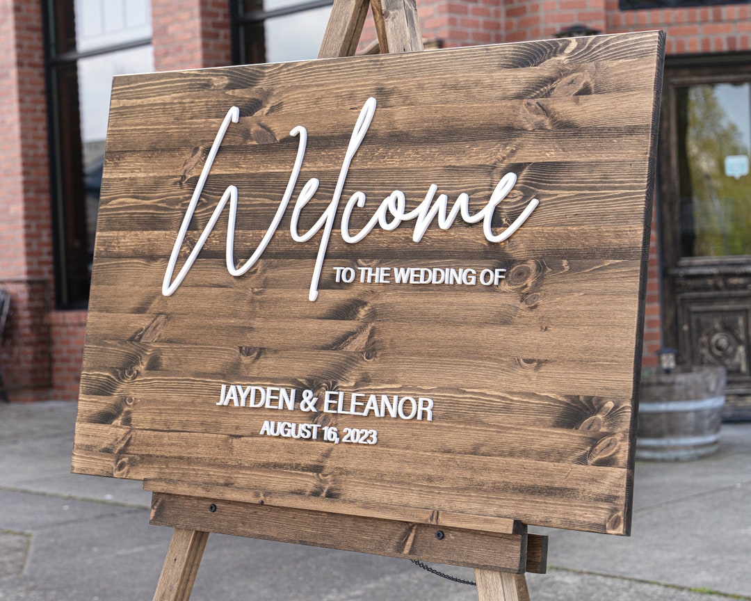Personalized Wedding Welcome Sign - Wedding Welcome Sign - Wood 3D Sign ...