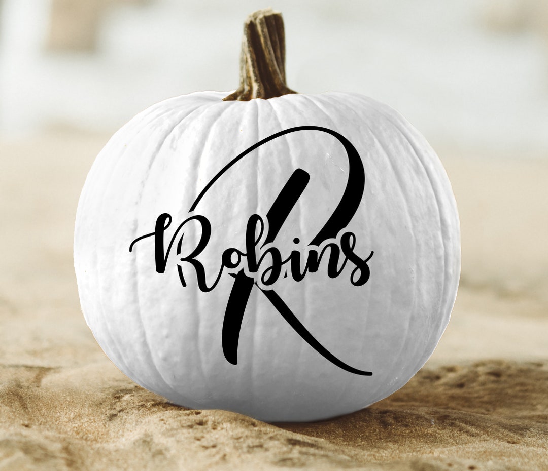 Personalized Pumpkin Monogram and Name Vinyl Decal, Pumpkin Decor ...