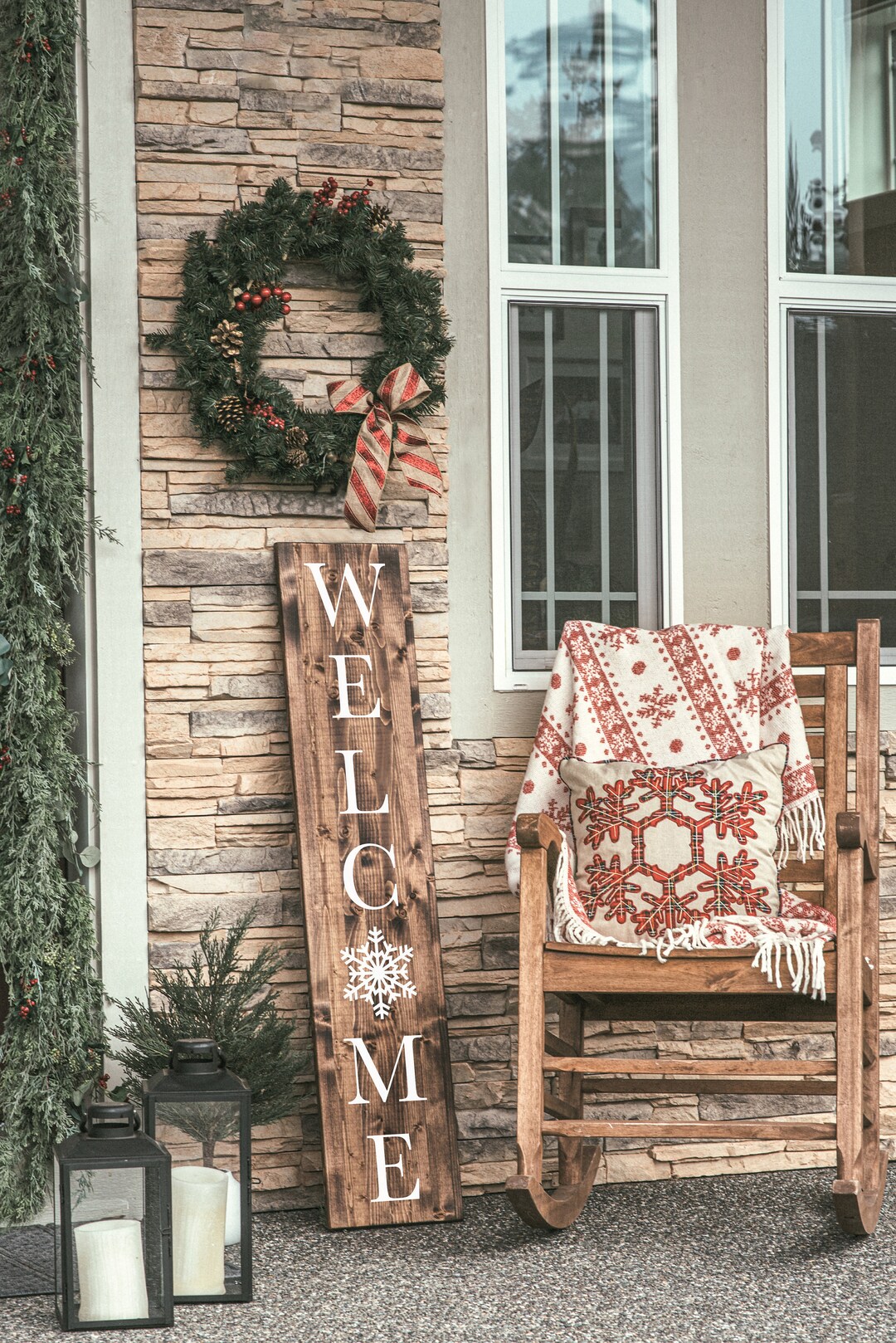 Christmas Welcome Sign - Winter Porch Decor - Let It Snow Sign ...