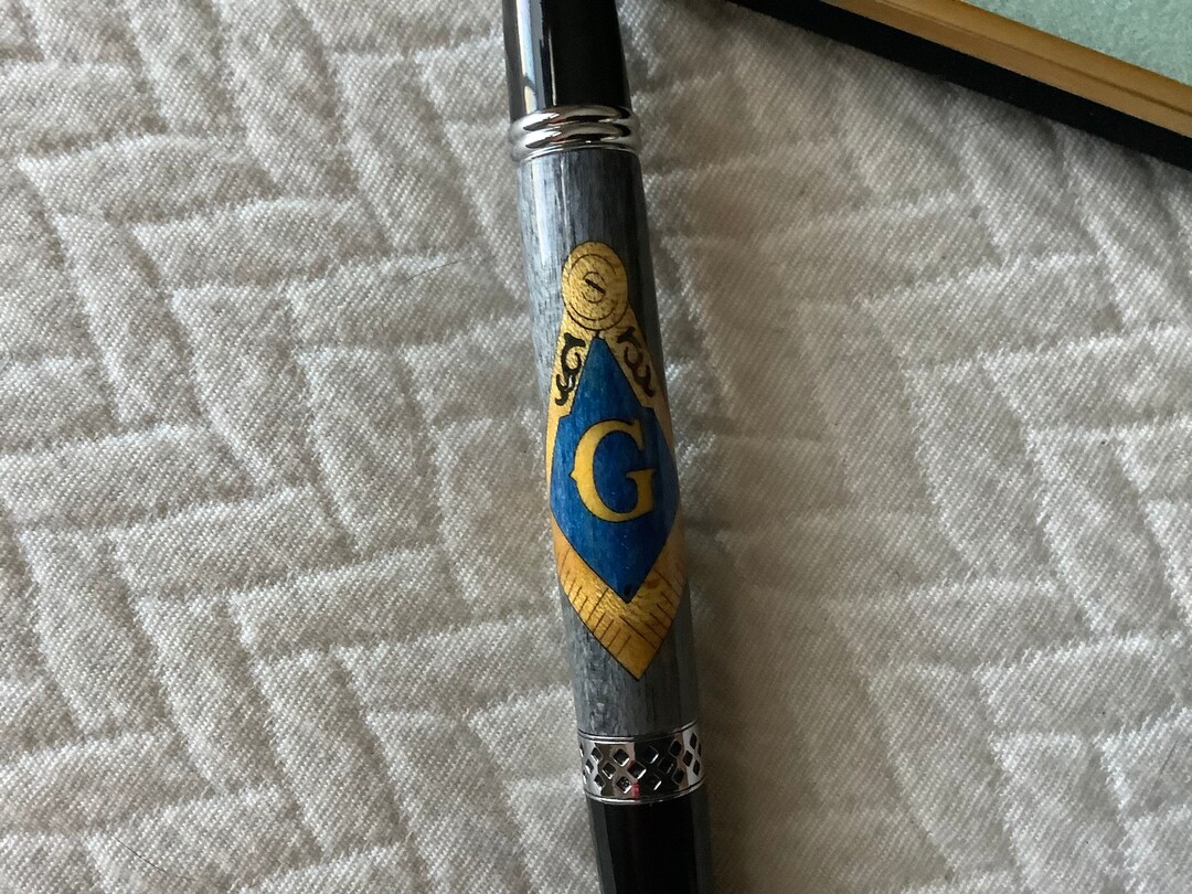 MASONIC Inlay Twist Pen/hand TURNED/ Parker Refill/ Black Velveteen ...