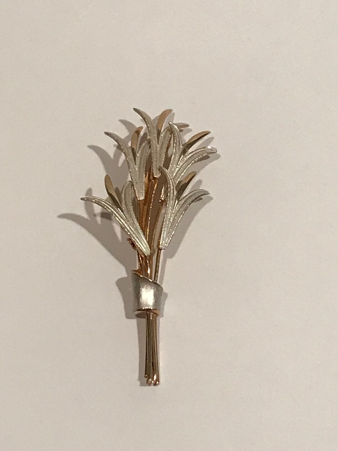 Kramer Cat Tail Flower Gold Silver Tone Metal Signed Brooch Pin.vintage ...