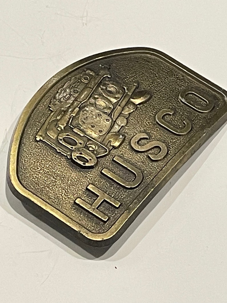 HUSCO Brass Metal Belt Buckle Signed FJ Vintage Unique Rare - Etsy