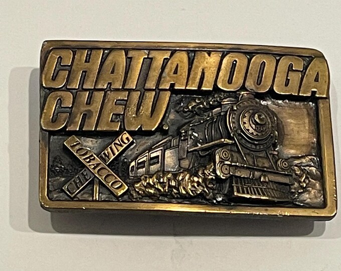 CHATTANOOGA CHEW Tobacco Chewing Metal Belt Buckle Limited Vintage ...
