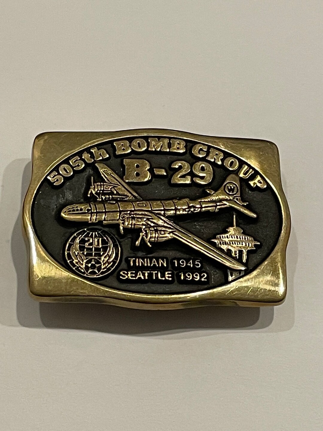 Anacortes 505th BOMB GROUP B-29 Hand Made Solid Brass Belt Buckle 1992 ...