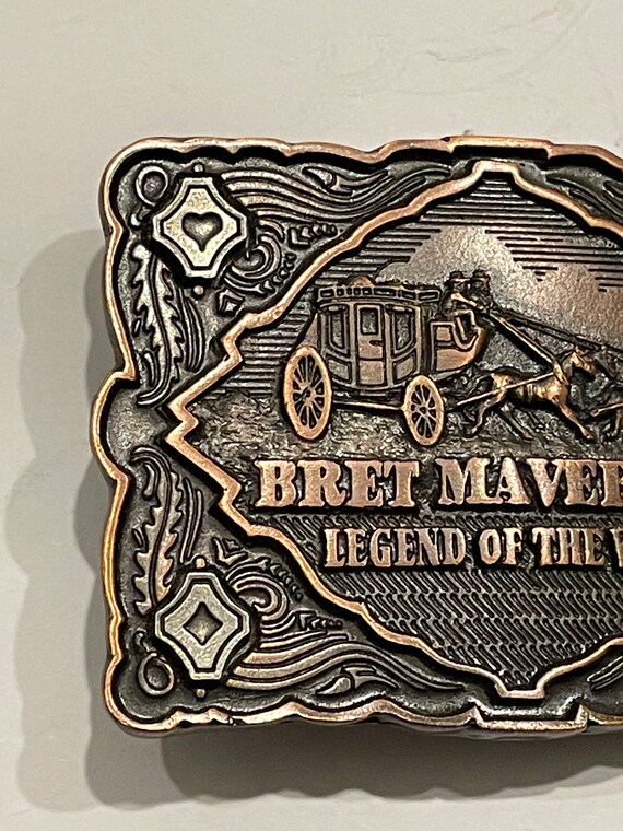 BRET MAVERICK Legend of the West Brass Belt Buckle Wa… - Gem