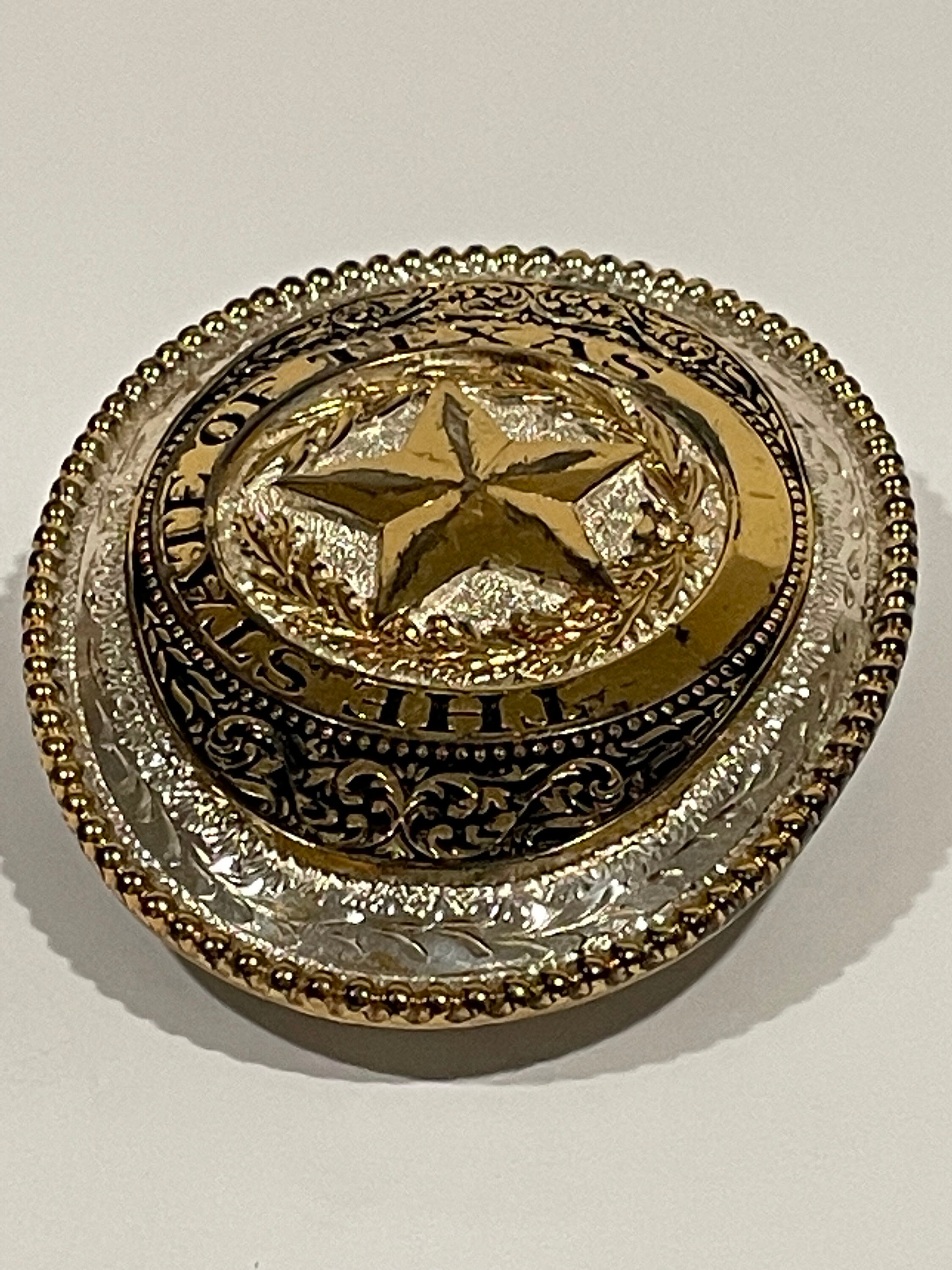 The State of TEXAS Silver Plate Metal Belt Buckle Award Design VINTAGE ...