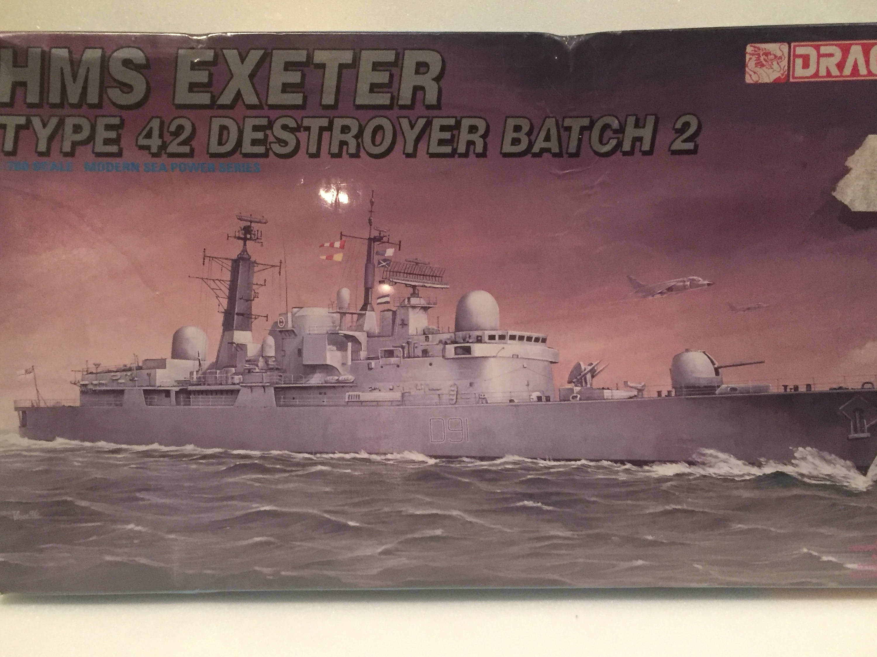 Dragon Models 1/700 H.M.S. Exeter Type 42 Destroyer Batch 2 Model Kit ...