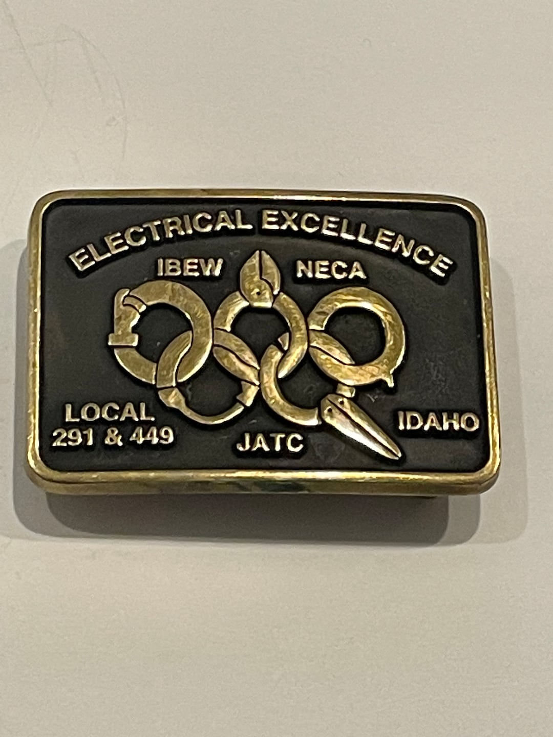 Anacortes ELECTRICAL EXCELLENCE IBEW Nesa Solid Brass Belt Buckle 1996 ...