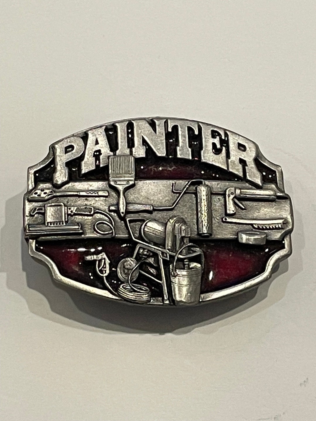 PAINTER Enamel Pewter Belt Buckle Siskiyou 1988 Vintage Unique Rare - Etsy