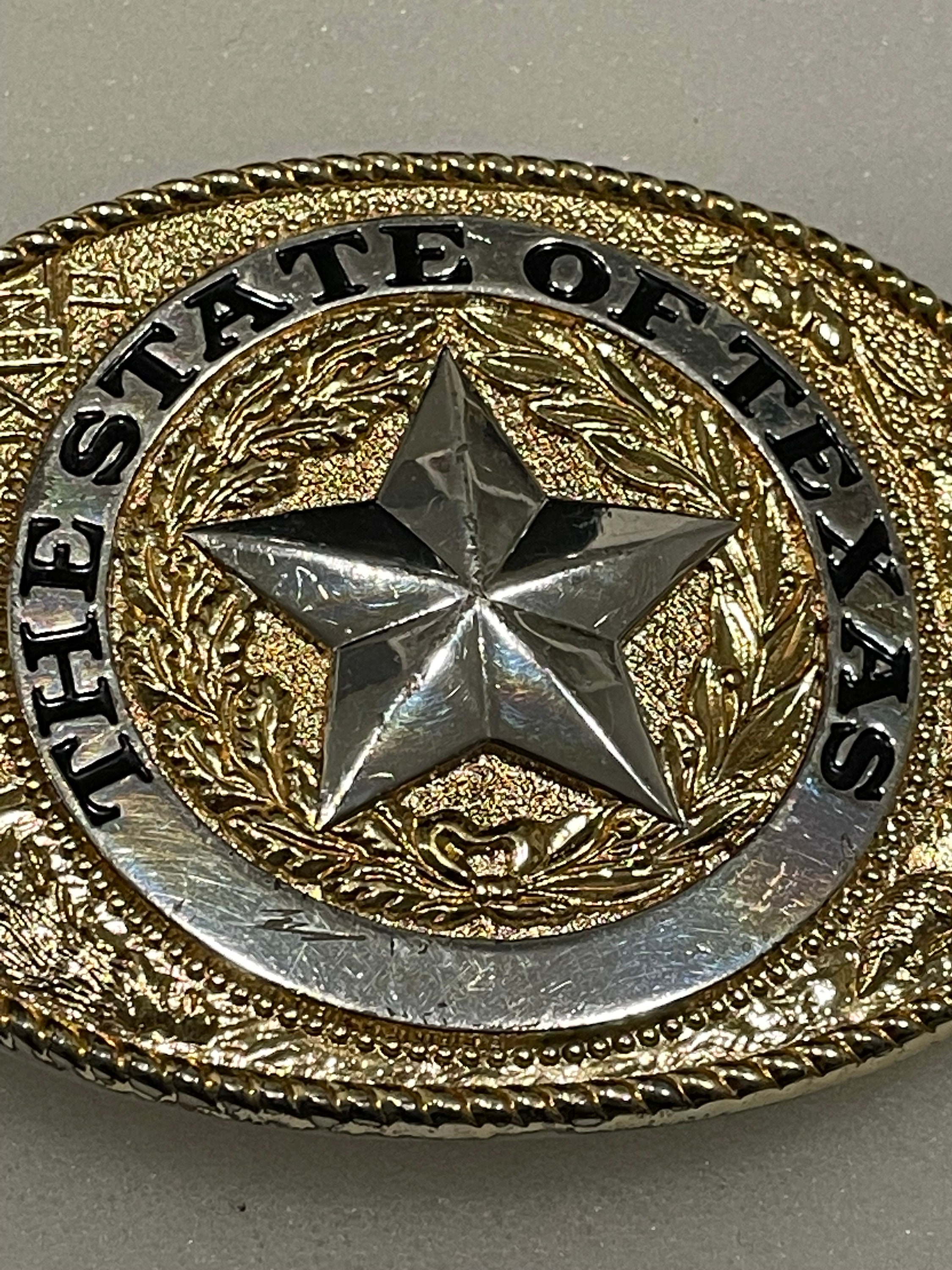 The State of TEXAS Gold Silver Color Solid Brass Belt Buckle Vintage ...