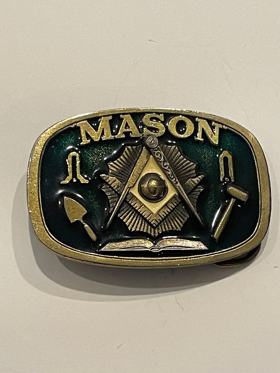 MASON Masonic Symbol Metal Enamel Belt Buckle Great A… - Gem