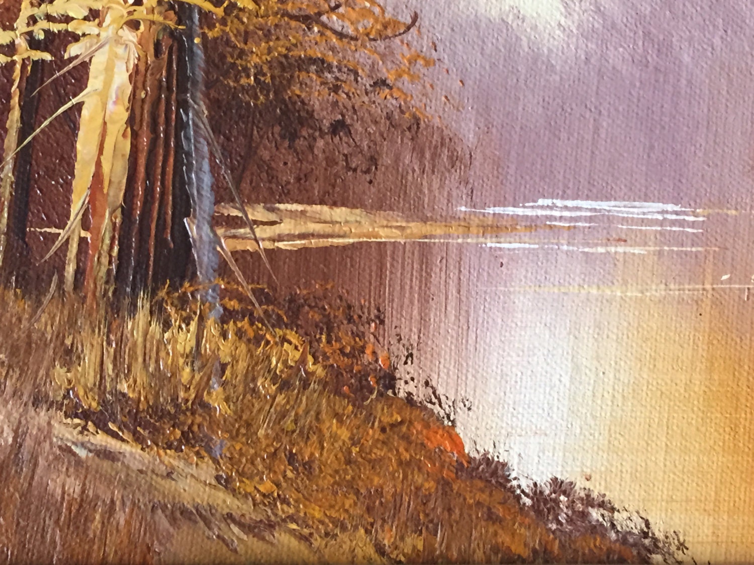 Autumn Pond Landscape Oil on Board Signed Lantrell. Vintage - Etsy
