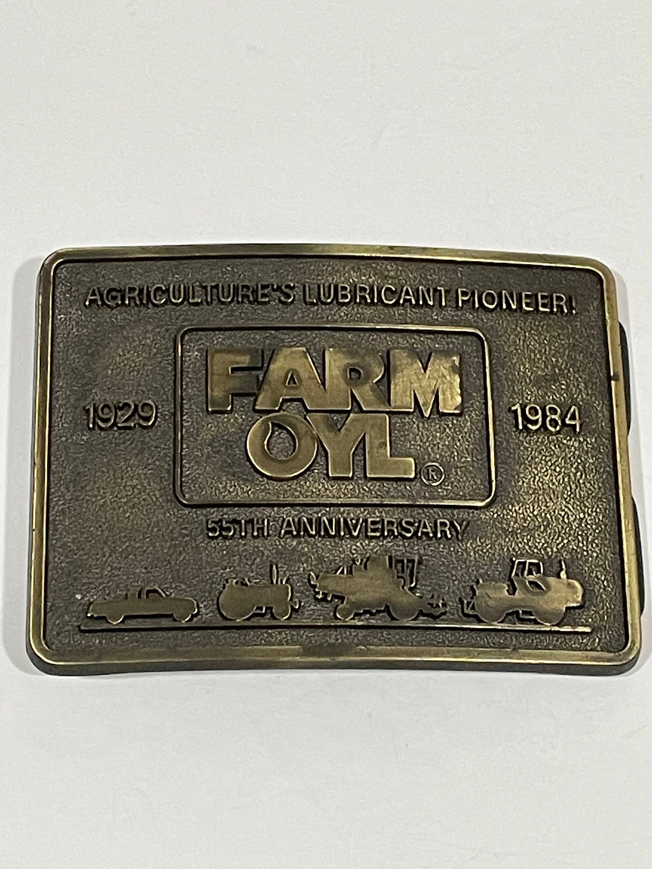FARM OYL 55th Anniversary 1929-1984 Brass Collector Belt Buckle Vintage ...