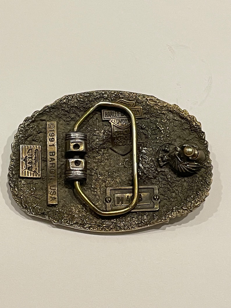 HARLEY DAVIDSON Made in Milwaukee Eagle Metal Belt Buckle Baron 1991 ...