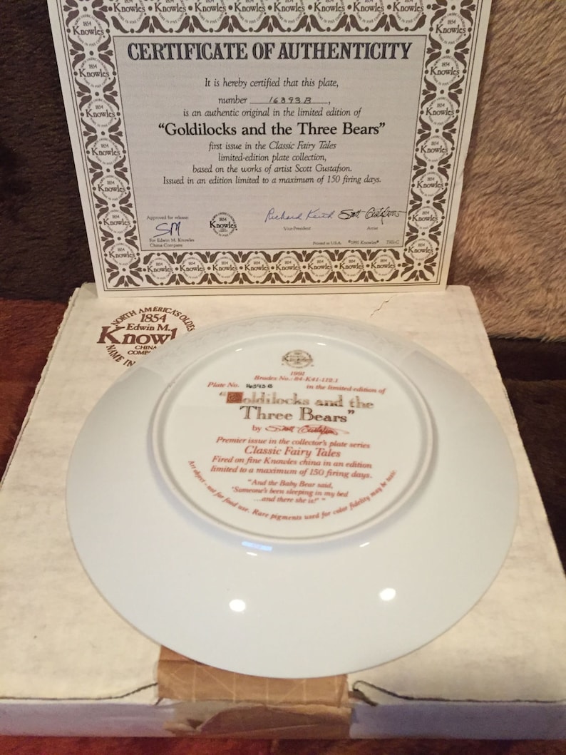 Goldilocks and the Three Bears Knowles Scott Gustafson Porcelain Plate ...