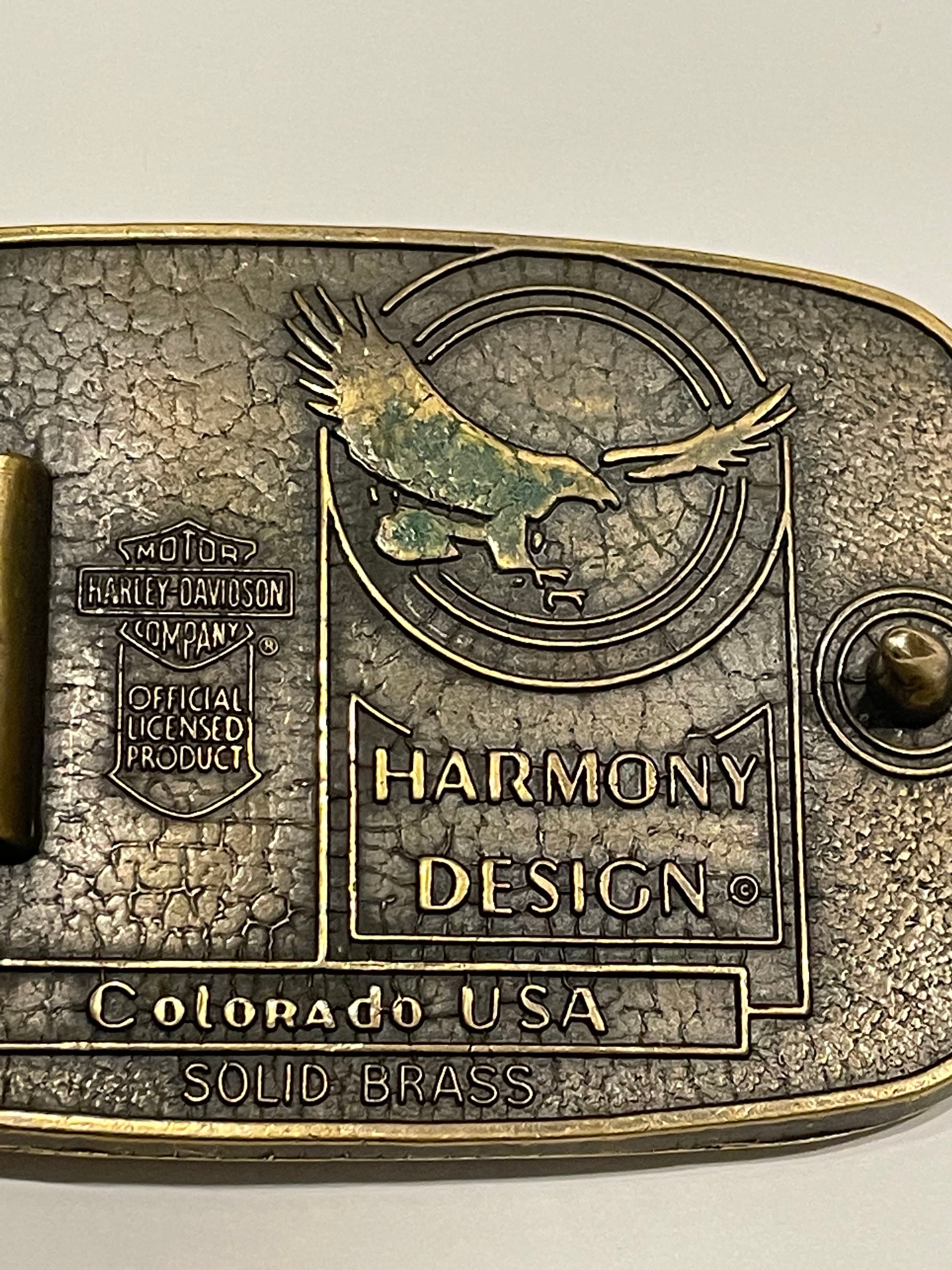 HARLEY DAVIDSON Upwing Eagle Harmony Design Solid Brass Belt Buckle ...