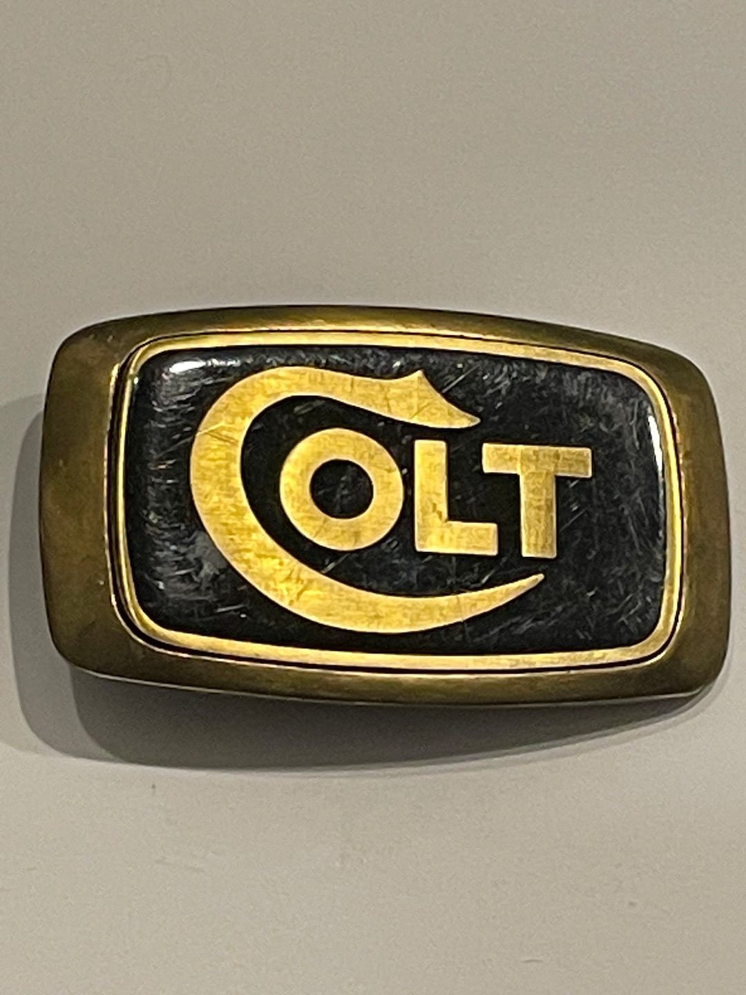 COLT Plastic Solid Brass Belt Buckle Vintage Unique Rare - Etsy