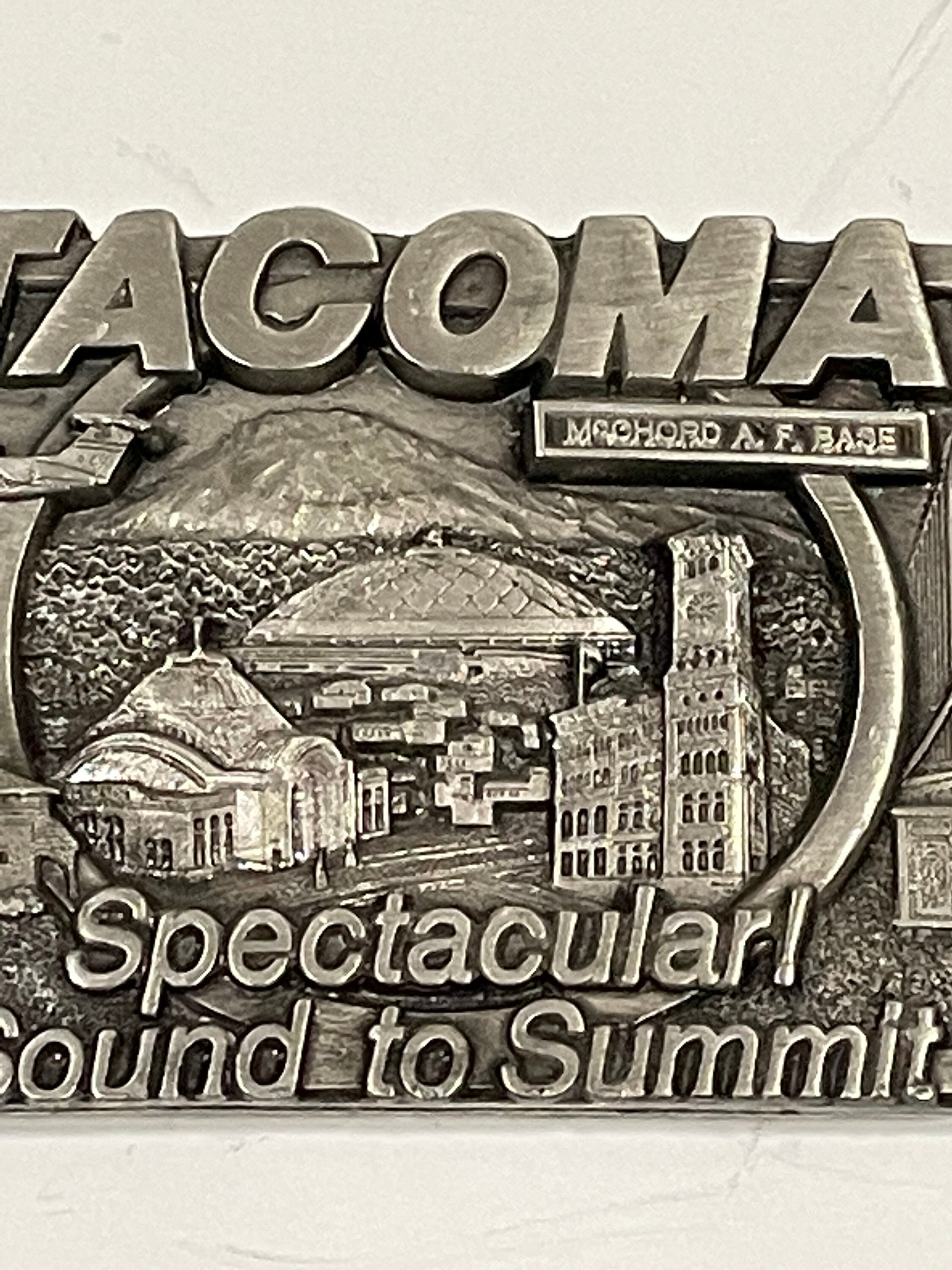 Tacoma Sound to Summit 3D Pewter Metal Belt Buckle 1983 Siskiyou ...