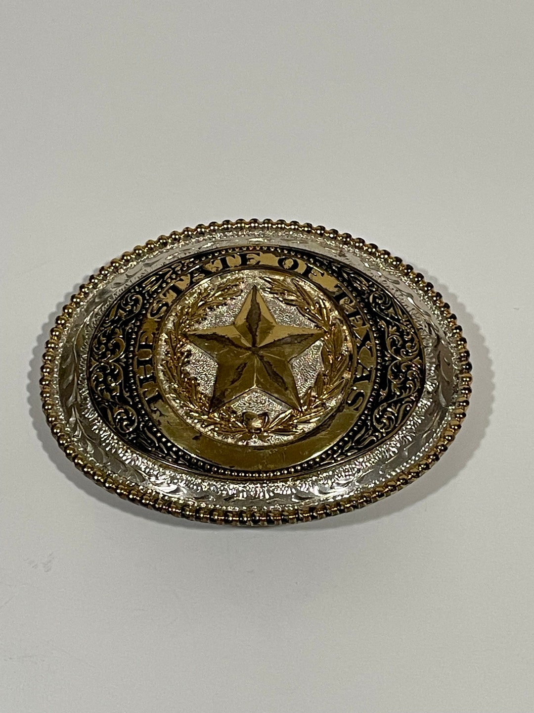 The State of TEXAS Silver Plate Metal Belt Buckle Award Design VINTAGE ...