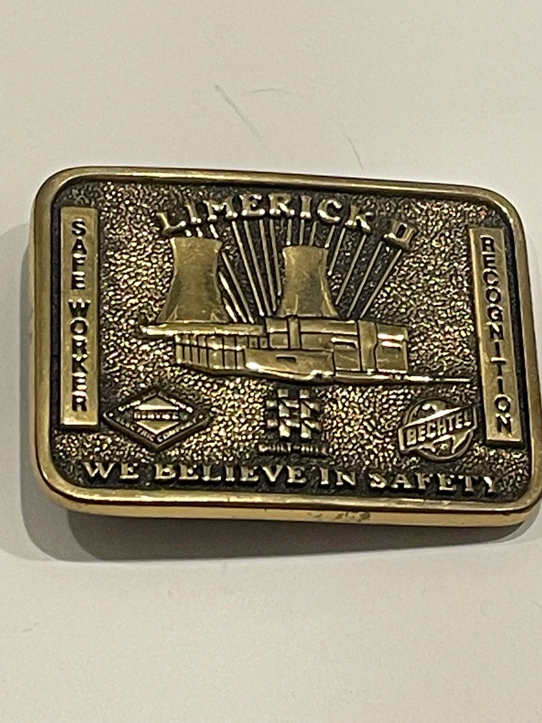 BECHTEL Limerick II, We Believe in Safety Solid Brass Belt Buckle BTS ...