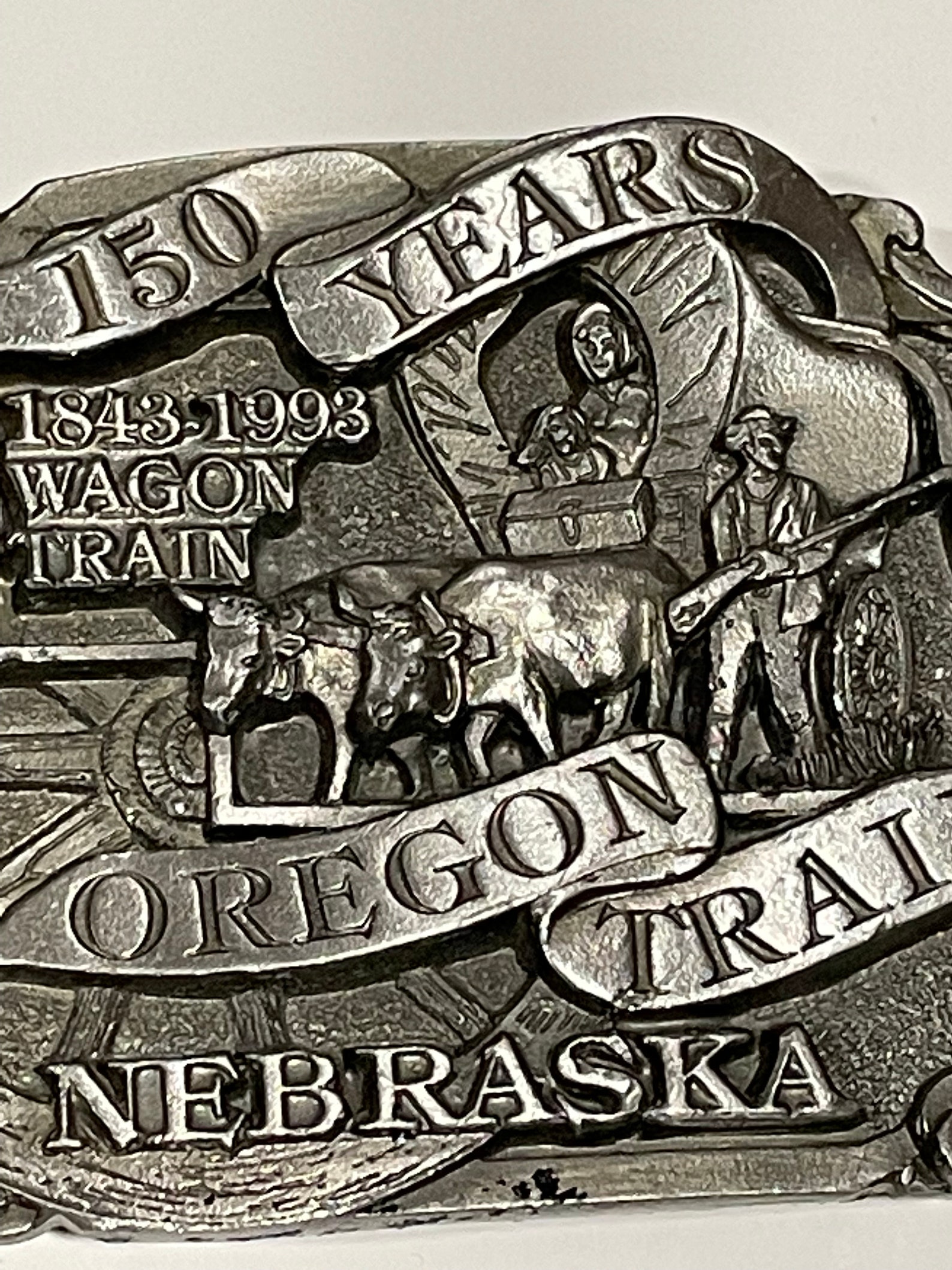 OREGON TRAIL NEBRASKA 150 Year Wagon Train Metal Belt Buckle Collector ...