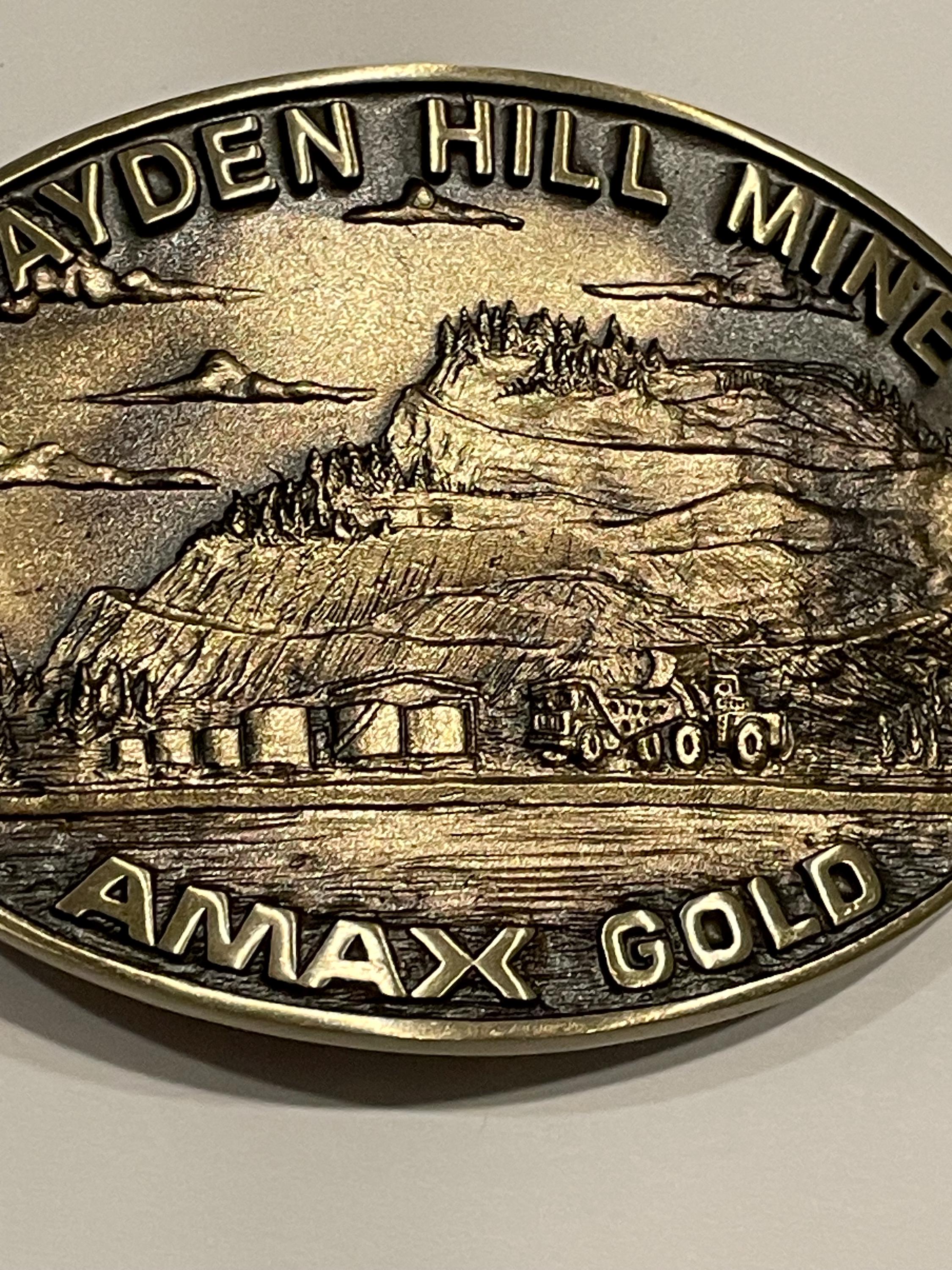 HAYDEN Hill Mine AMAX GOLD Solid Bronze Belt Buckle Limited Vintage ...