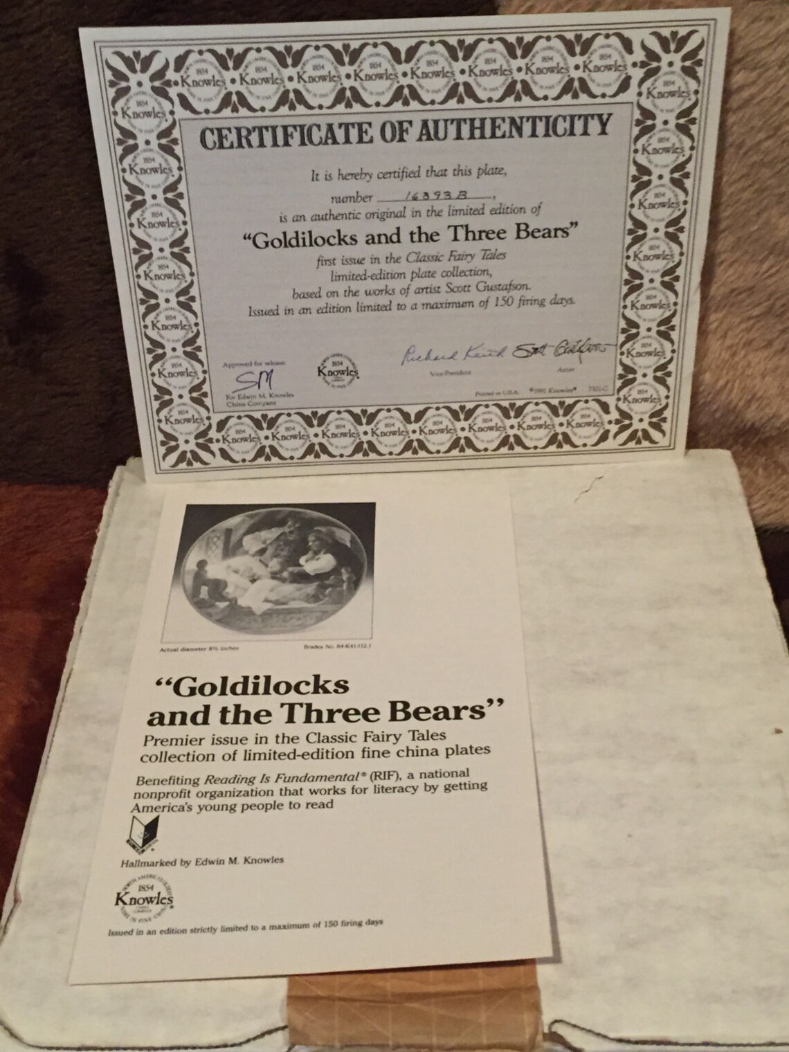 Goldilocks and the Three Bears Knowles Scott Gustafson Porcelain Plate ...