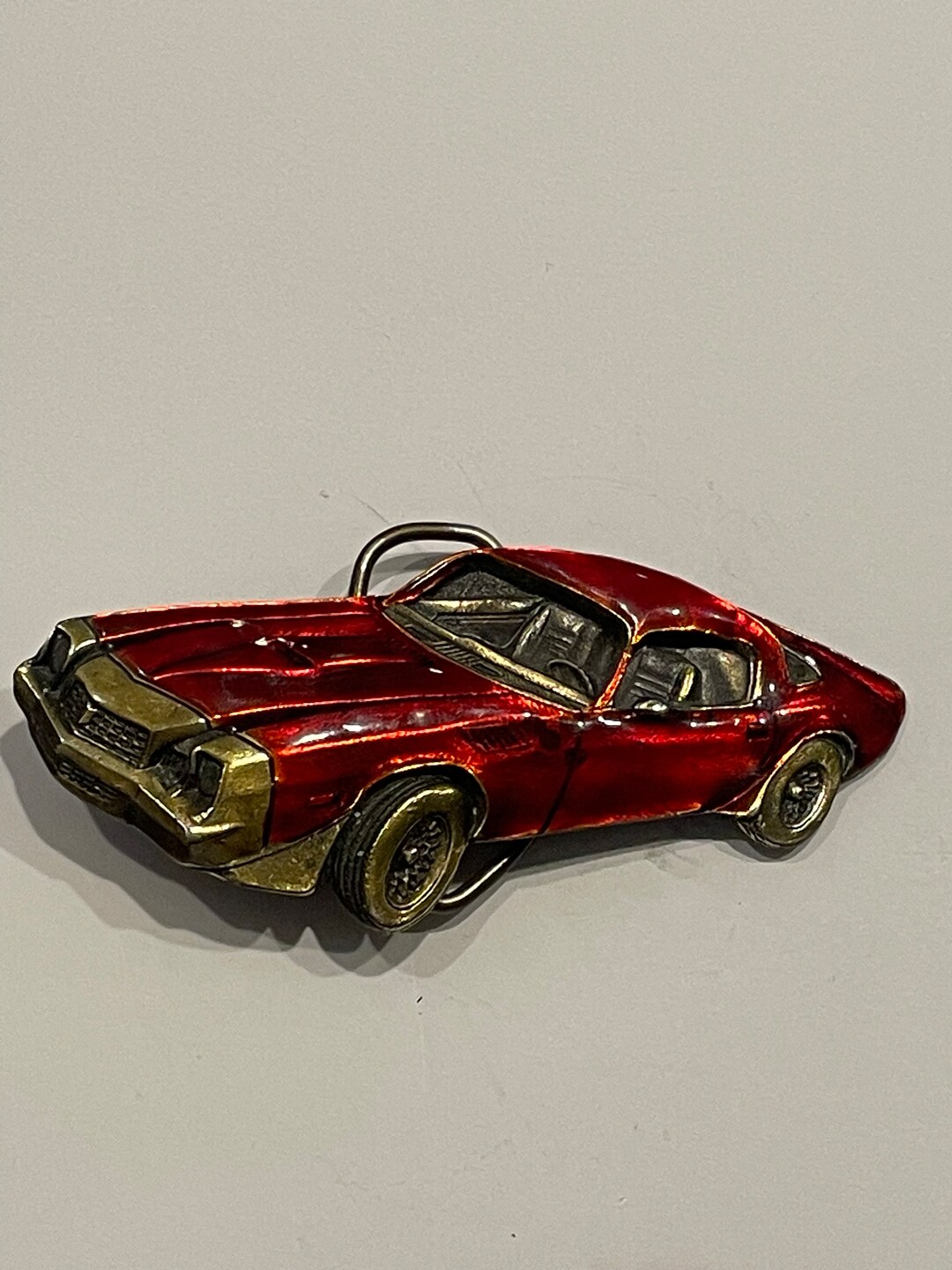 PONTIAC FIREBIRD Trans-am Muscle Car Red Enamel Brass Metal Belt Buckle ...