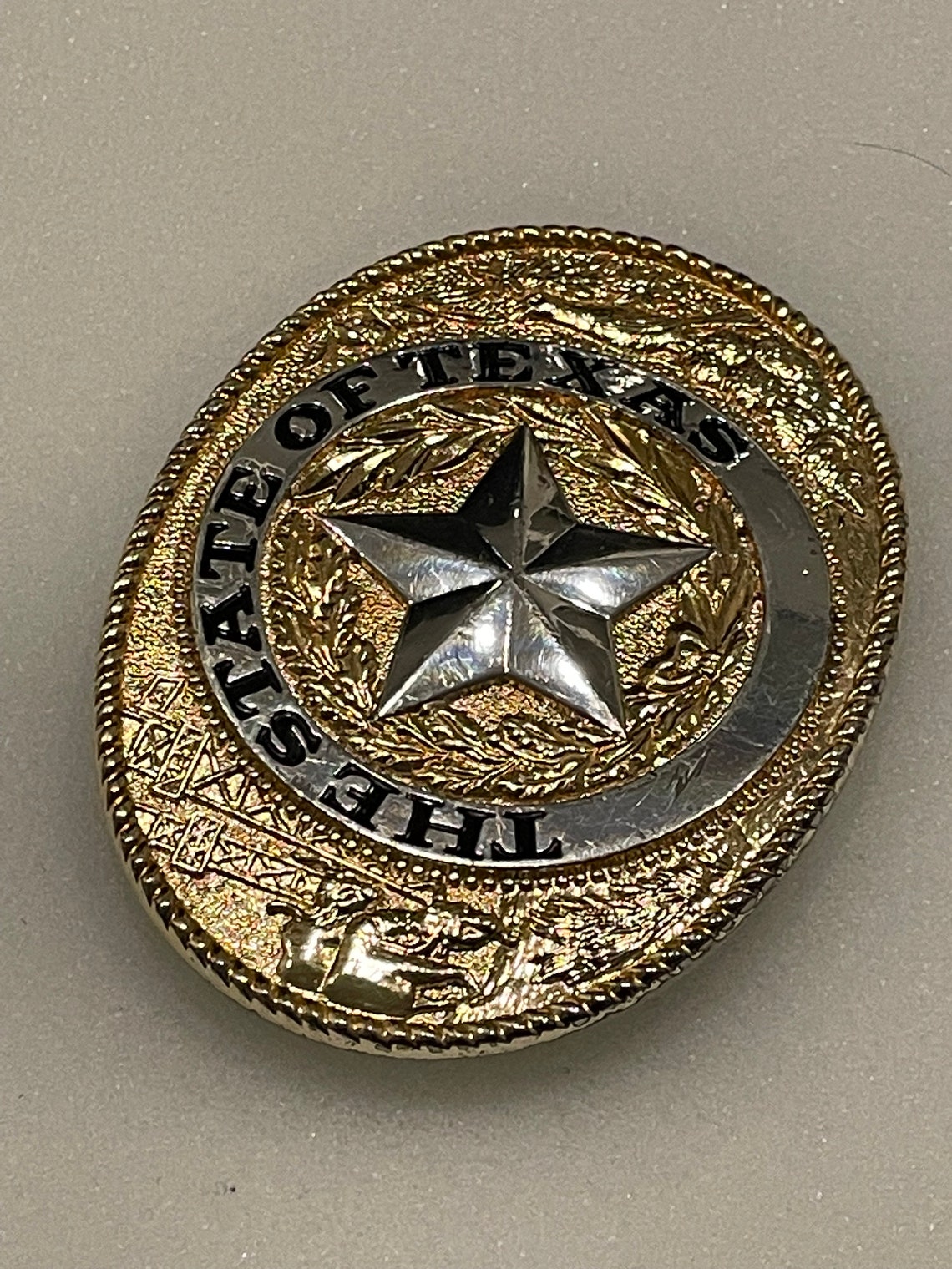 The State of TEXAS Gold Silver Color Solid Brass Belt Buckle Vintage ...