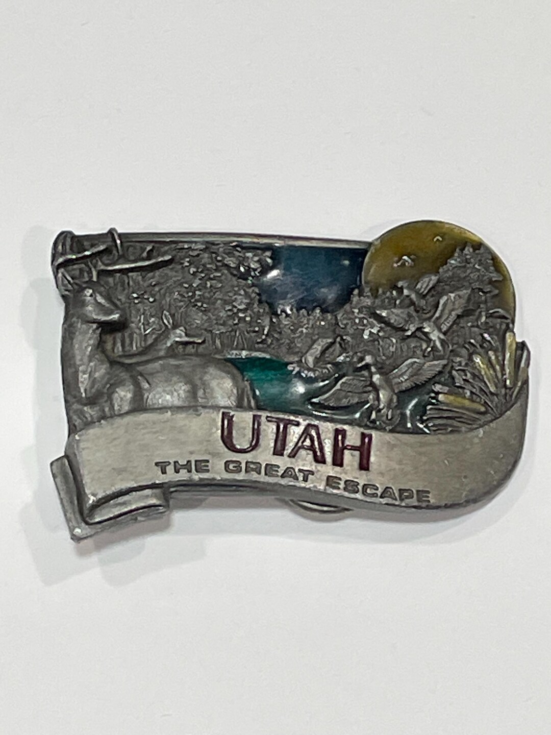 UTAH State the GREAT ESCAPE Enamel Brass Works Belt Buckle Bergamot ...