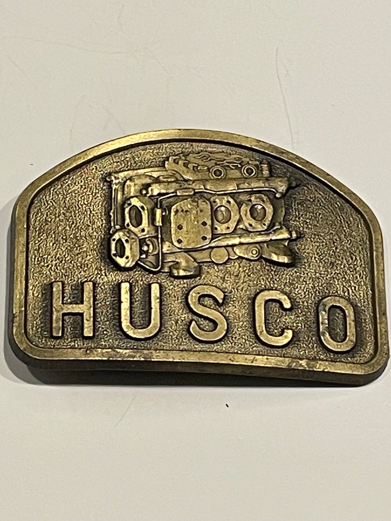 HUSCO Brass Metal Belt Buckle Signed FJ Vintage Unique Rare - Etsy