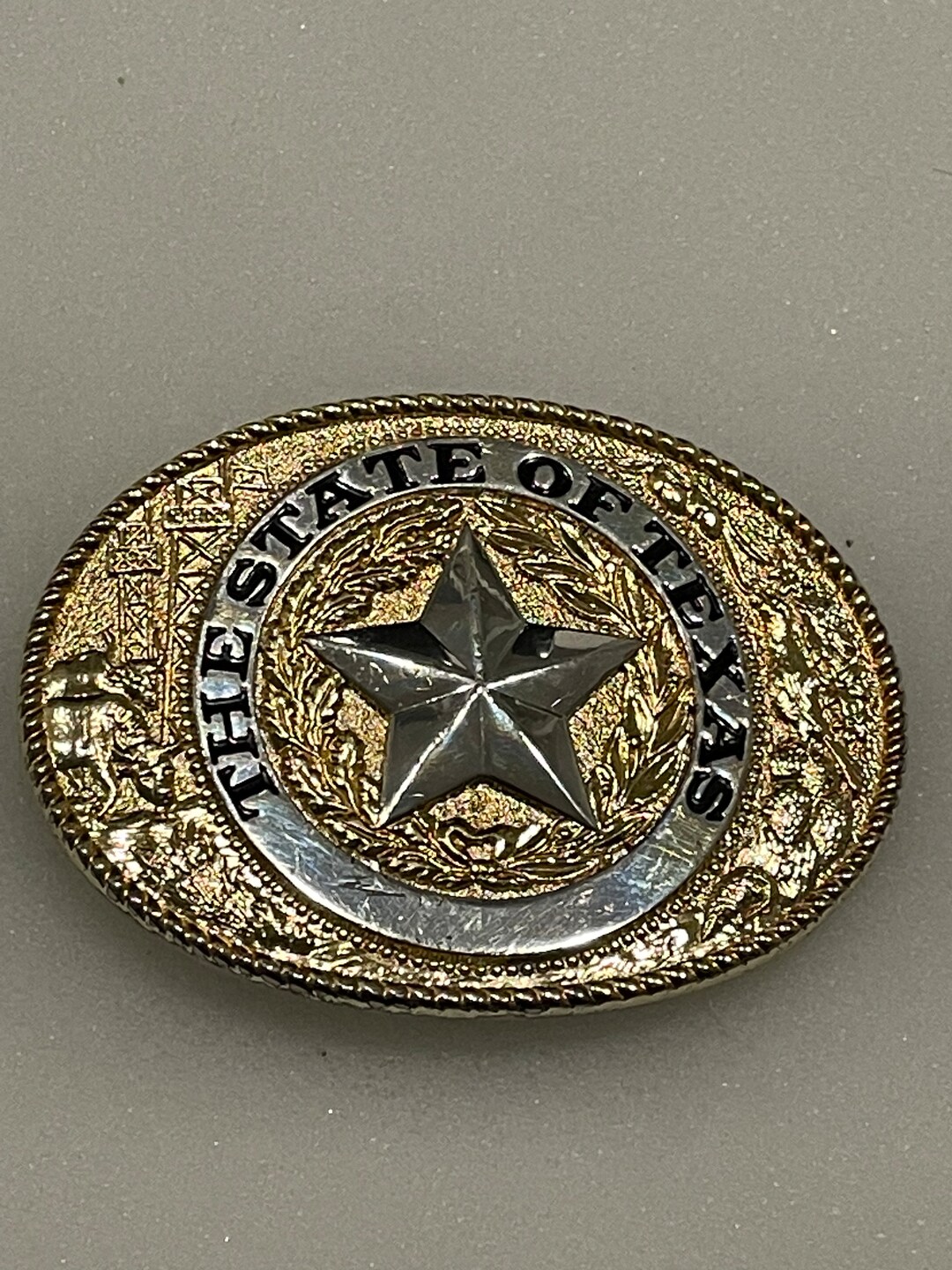 The State of TEXAS Gold Silver Color Solid Brass Belt Buckle Vintage ...