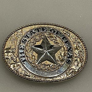 The State of TEXAS Gold Silver Color Solid Brass Belt Buckle Vintage ...
